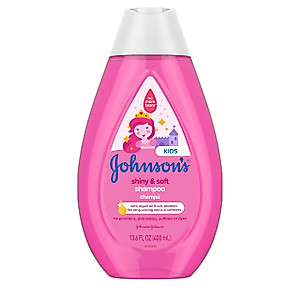 Johnson's Kids Shiny & Soft Tear-Free Kids' Shampoo with Argan Oil & Silk Proteins, Hair Wash Gently Cleanses & Boosts Natural Shine & Softness, Hypoallergenic, Sulfate-Free, 13.6 fl. oz
