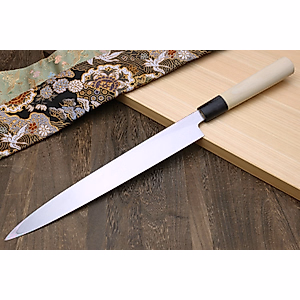 Yoshihiro Shiroko High Carbon Steel Kasumi Yanagi Magnolia Handle Sushi Sashimi Chef Knife (9.5" (240mm))