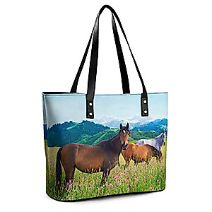 Womens Handbag Meadow Horse Leather Tote Bag Top Handle Satchel Bags For Lady