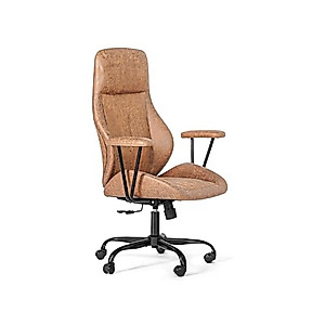 BANTI High Back Executive Office Chair with Padded Headrest, Rocking Modern Home Office Desk Chair, Height Tilt Adjustable Rolling Swivel Task Chair, Suede Fabric, Grey