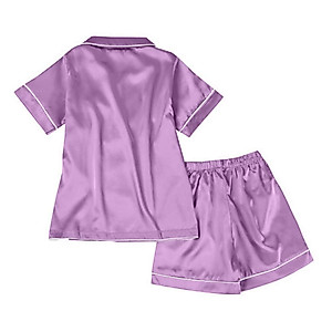 Weixinbuy Pajama Set for Kid Baby Boy Girl Button-up Silk Pajama Sleepwear Nightwear Loungewear Clothes Set Gifts for Kids
