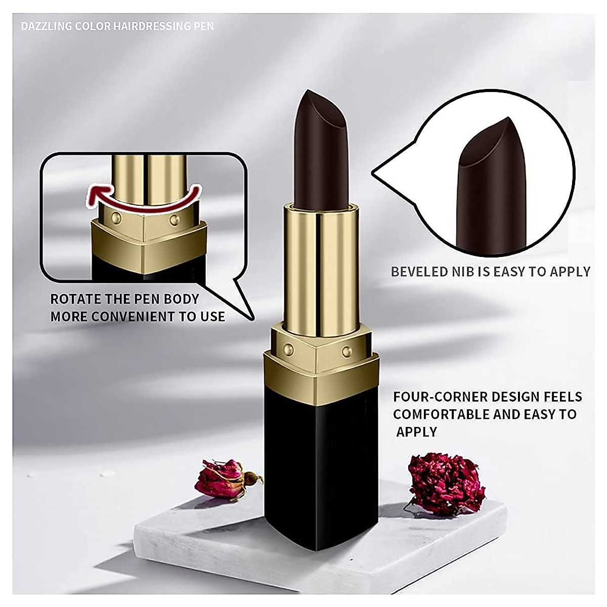 La Milee Hair Color Dye Pencil for Roots Brown Instant Hair Dye Pencil Temporary Hair Colour BROWN 3.8g