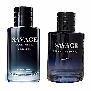 INSPIRE SCENTS Savage for Men - 3.4 Oz Men's Extrait De Parfum Spray + Savage Cologne for Men Warm Masculine Scent for Daily Use Men's Casual Cologne 3.4oz Fluid Ounce/100ml each (Pack of 2)
