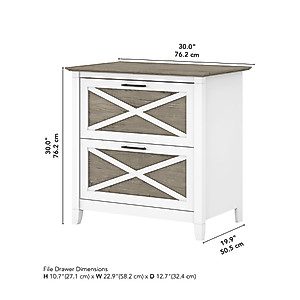 Bush Furniture Key West Lateral File Cabinet, Modern Farmhouse 2 Drawer File Cabinet for Home Office