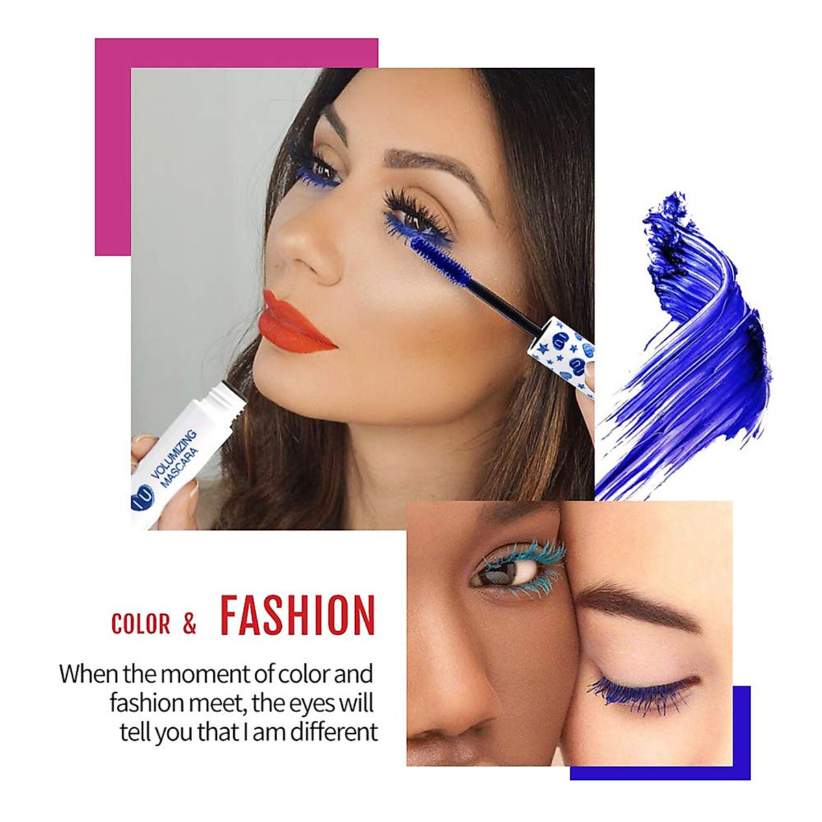 7 Colors Colorful Mascara Rainbow Colorful Waterproof Mascara 3D Fiber Lash Mascara Volume Eye lash