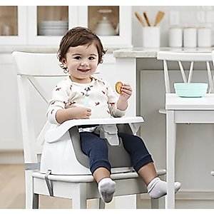 Regalo 2-in-1 Booster Seat and Grow with Me Floor Seat with Removable Feeding Tray, Indoor and Outdoor Activity Chair, Gray