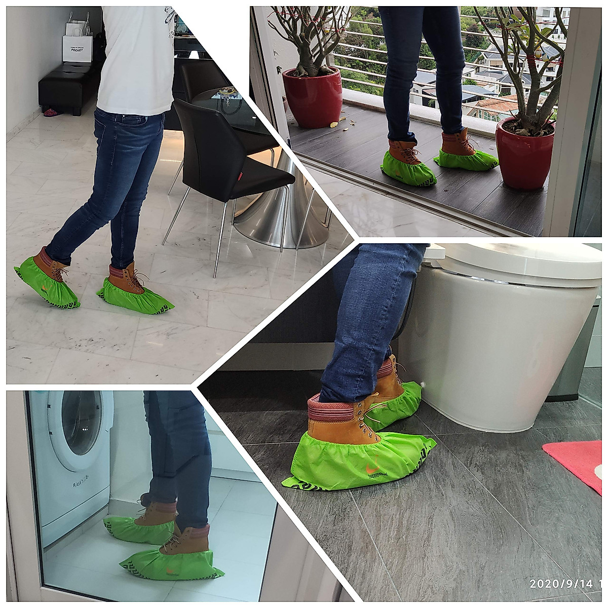 Shoe Covers Disposable Indoor Non-Slip - Premium Gift Packaging, Reusable Booty Cover, Thickest 70gsm Fabric, Extra Durable, Water Resistant, Extra Large One Size Fits All US13 Booties