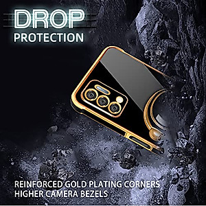 Buleens for OnePlus Nord N200 5G Case with Astronaut Stand, Girls Women Nord N200 5G Cases, Cute Girly 6D Outer Space Heart Pattern Phone Cover for OnePlus Nord N200 5G 6.49 Inch Black