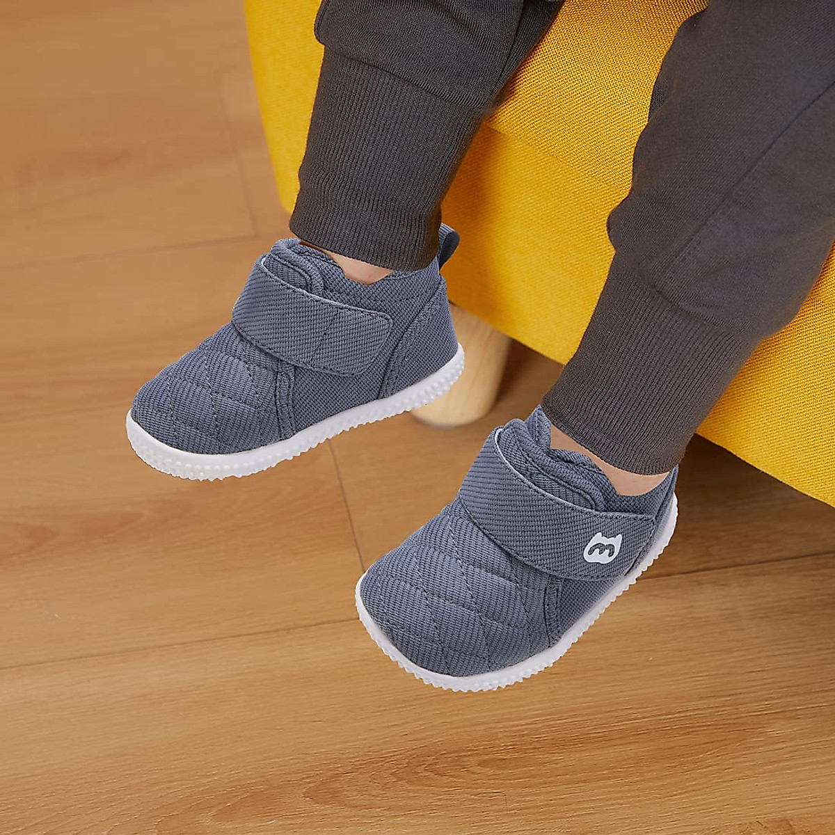 BMCiTYBM Baby Shoes Boy Girl Sneakers Winter Warm High Top Non Slip First Walking Infant Shoes 6 9 12 18 24 Months Grey Size 12-18 Months Toddler