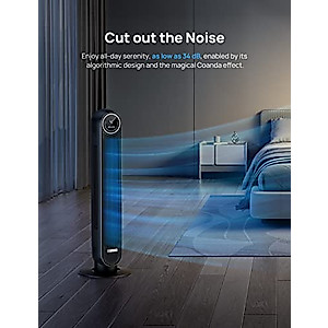 Dreo Tower Fan for Bedroom, Smart Oscillating Quiet Fans Blow Cold Air, Standing Cooling Floor Bladeless Fan with Remote and WiFi Voice Control, 4 Modes, 4 Speeds, 8H Timer, Works with Alexa/Google
