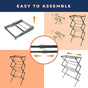 happhom Clothes Drying Rack, Foldable Drying Rack Clothing, Laundry Drying Rack, Expandable and Collabsible Drying Rack, Free-Standing Large Clothes Dryer, Space Saving Indoor&Outdoor, Silver