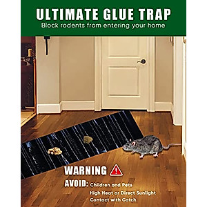 SEEKBIT 6 Pack Rat Sticky Traps Extra Large, Black Mouse Glue Trap Sticky Trap for Mice and Rats, Enhanced Stickiness Trapping Pads Snakes Spiders Roaches for House Rodent Pest Control - 47.2x11