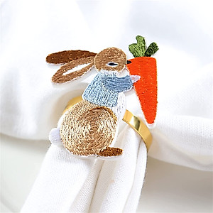 JENPECH Easter Napkin Rings Set of 6, Bunny Napkin Rings Easter Table Decoration, Used for Family Table Decoration Party Table Decoration Setting Decor 2