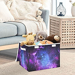Storage Bins with Lids Foldable Storage Baskets Storage Cubes Collapsible Closet Organizer Containers with Cover Universe Galaxy Nebula Space for Home Office Organizer Closet, Shelves, Toy, Nursery
