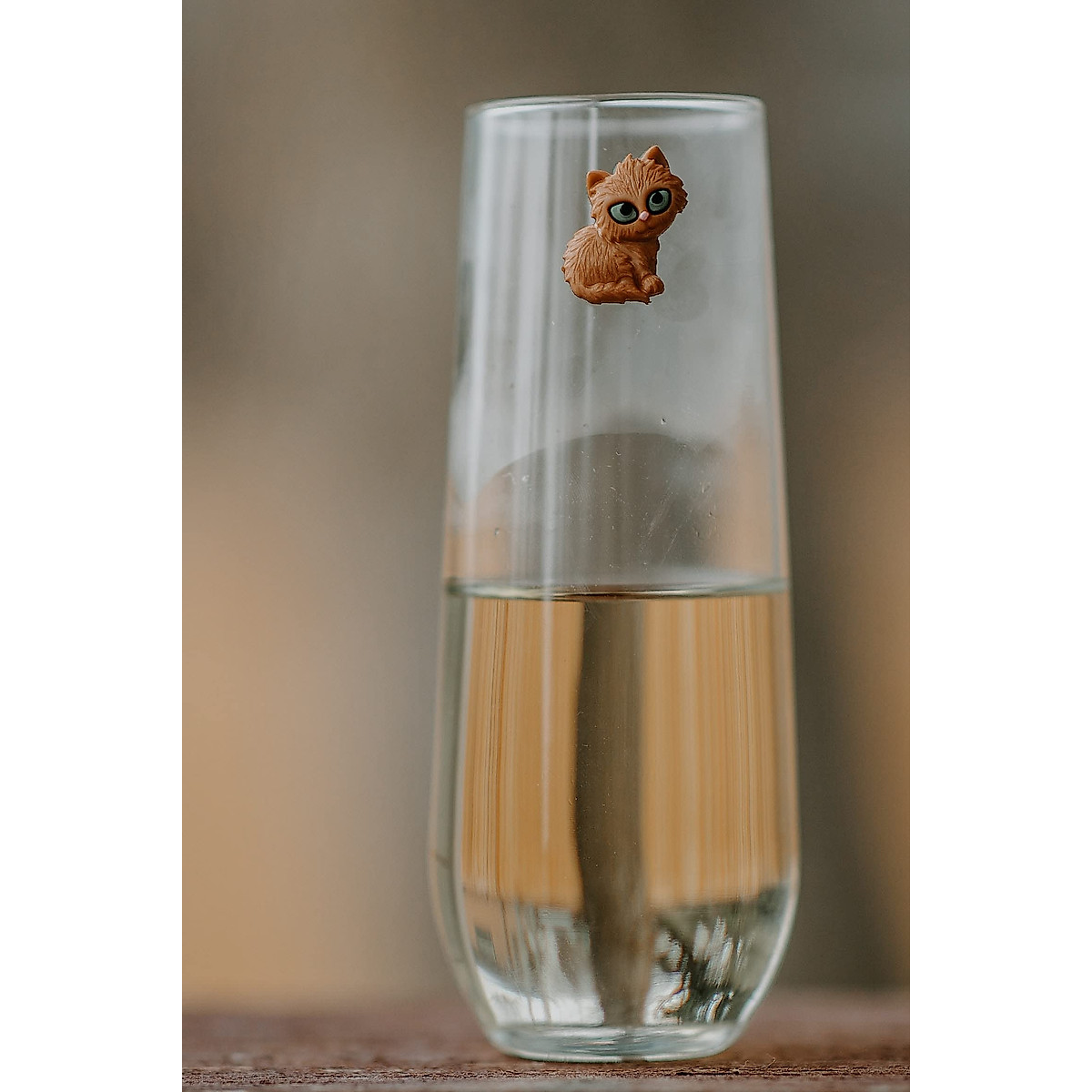 Simply Charmed Cat Wine Charms or Drink Glass Markers - Magnetic - Great Birthday or Hostess Gift for Cat Lovers - Set of 6 Cute Kitty Glass Identifiers