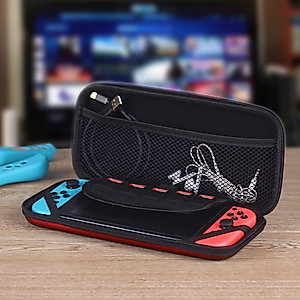 TNP Switch Case - Carrying Case Shell Pouch Protective Cover Portable Travel Case Bag with Micro SD Card Game Card Slot Storage Accessories for Switch (Red)