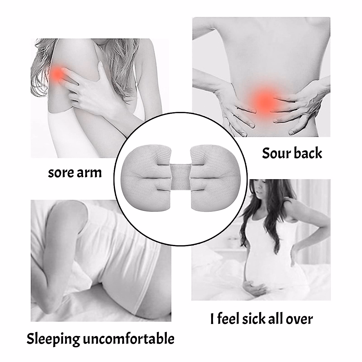 Pregnancy Pillow for Pregnant Women Side Sleeper, Soft Adjustable Double Wedge Body Pillow Side Sleeping Nursing Pillow Maternity Pillow for Body Waist Belly Back Support, With Detachable Pillow Cover