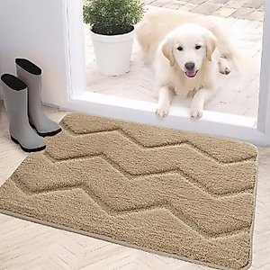 CHICHIC Dirt Trapping Indoors Door Mat 24" x 36", Entry Rugs, Non-Slip Entrance Rugs, Machines Washable Floor Mats, Dog Door Mat, Super Absorbent Mat for Front & Back Door, Shoes Scraper, Khaki