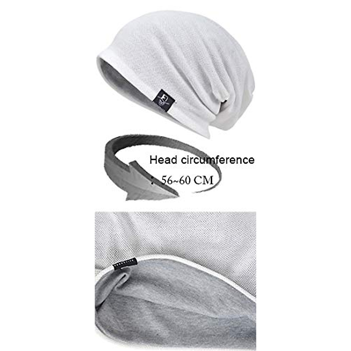 VECRY Men Slouch Hollow Beanie Thin Summer Cap Skullcap (Solid Black1)