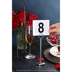 New Star Foodservice 27693 Ring Clip Table Number Card Holders, w/Number Cards, 1 to 24, Set of 24, 8-Inch, Black Stand