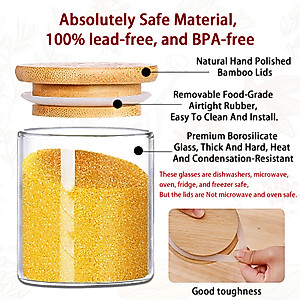 SLifeJars - Glass Jars with Bamboo Lids 16 oz, 12pcs Glass Food Storage Jars with Rewritable Labels, Bamboo Lid Jars for Kitchen Storage, Glass Food Storage Containers with Bamboo Lids for Herbs