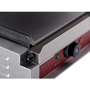 Kratos Commercial Electric Panini Sandwich Grill with Smooth Plates, 14" x 9" Cooking Surface, Commercial Countertop Panini Press, 120V, 1750W (29Y-021)