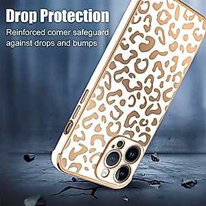 Bonoma for iPhone 13 Pro Case Leopard Plating Electroplate Luxury Elegant Case Camera Protector Soft TPU Shockproof Protective Corner Back Cover iPhone 13 Pro Case -White
