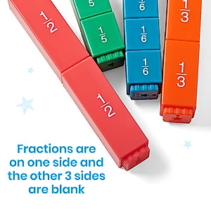 hand2mind Rainbow Fraction Tower Cubes, Montessori Math Materials, Fraction Manipulatives, Unit Fraction, Fraction Cubes, Math Manipulatives for Elementary School, Homeschool Supplies (Set of 51)