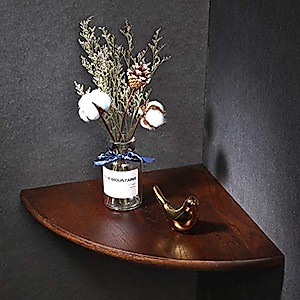 FLYFAIR Corner Shelf, Solid OAK Wood Corner Shelf Wall Mount, Round Edging Hanging Corner Shelves for Wall Floating Speaker Display Bookshelves Décor Accents for Bedroom Office Kitchen Living Room 16”