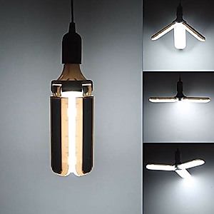 ALLOMN LED Garage Lights, 4500LM 6500K LED Garage Ceiling Light Deformable E27 3 Leaf Blades Adjustable Workshop Lights Wide Voltage 85-265V Emergency Cool White (45W)