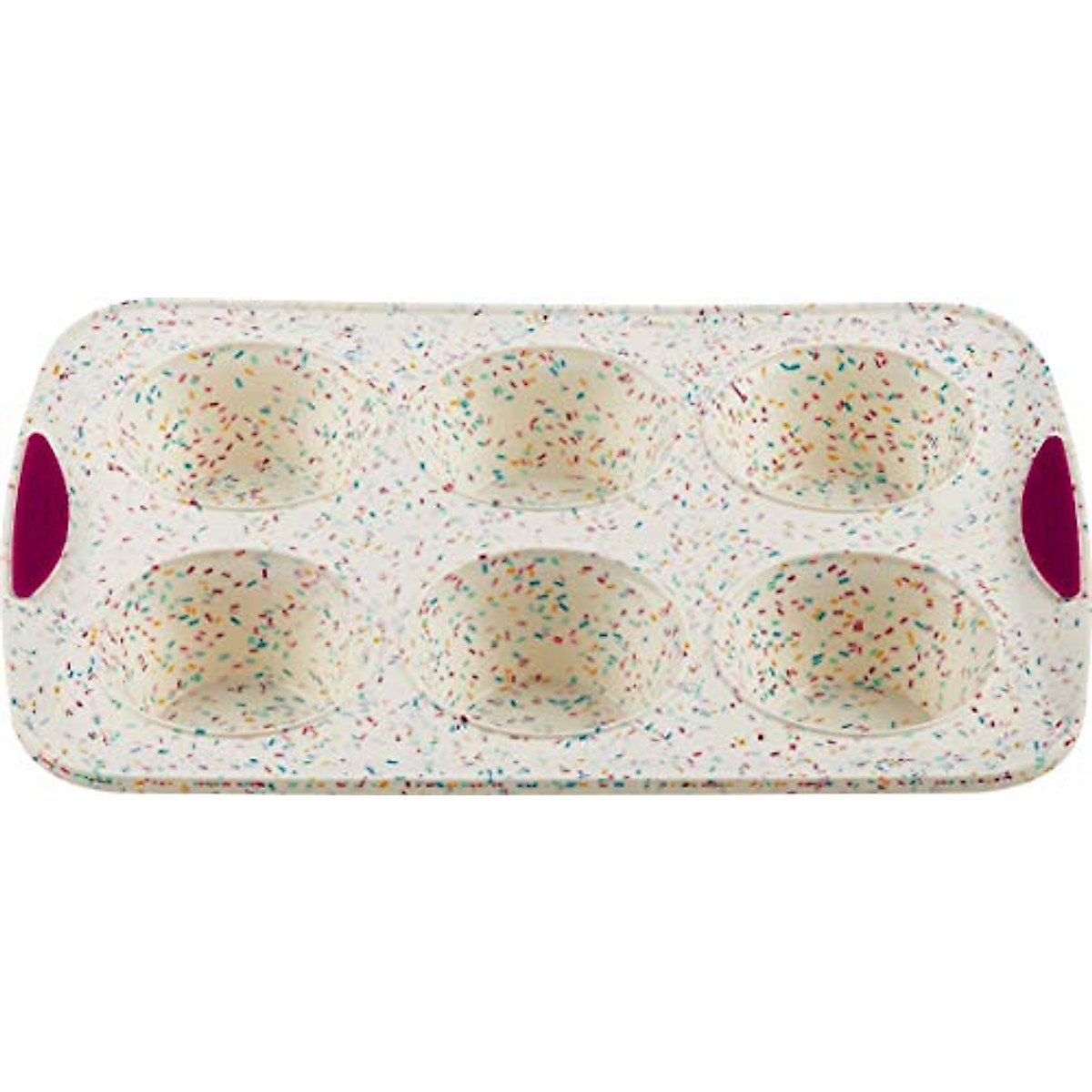 Trudeau Structure White Confetti Reinforced 6 Cup Jumbo Muffin Pan Silicone Bakeware