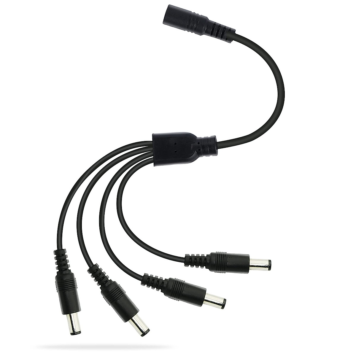 GINTOOYUN DC Splitter Cable 1 Female to 4 Male 5.5mm x 2.1mm, 12V DC Power Extension Cable Splitter Adapter for CCTV Security Camera, LED Strip Light, etc 0.7m (1 to 4 Way)