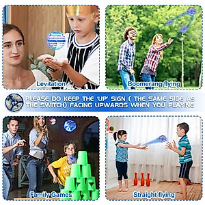 CASEIER Flying Orb Ball Hover Toy, Hand Controlled Floating Ball with RGB Light, 360° Spinning Flying Spinner Mini Drone, Cosmic Boomerang Balls, Magic Levitating Space Toys for Adults Kids (Blue)