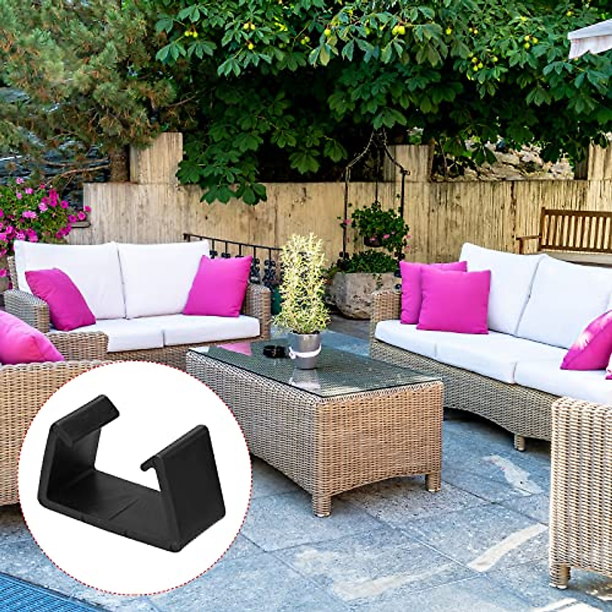 PATIKIL Patio Furniture Clips, 8 Pack 71mm Dia Sofa Rattan Furniture Clamps Wicker Fixed Connection Chair Fasteners for Outdoor Garden, Black