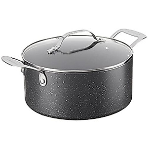 Granitestone Nonstick 5 Quart Stock Pot with Lid with Ultra Durable Mineral and Diamond Triple Cookware Set, Black