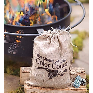 Plow & Hearth Fireplace Color Changing Pine Cones Wood Burning Accessories