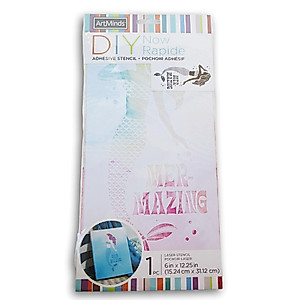 Craft Supply Mermaid Stencil - Adhesive Laser-Cut Reusable Stencil - 12.25 Inches, White