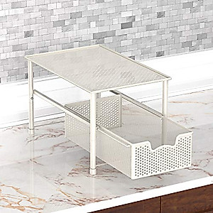 Simple Houseware Stackable Under Sink Cabinet Sliding Basket Organizer Drawer, White