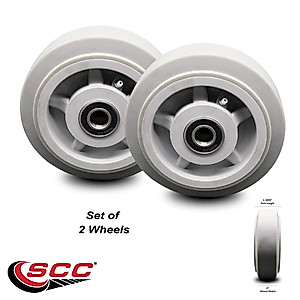 Service Caster - 6 x 2 In Replacement Wheels Only for Haul Master Appliance Dolly Hand Truck 9913304-Thermoplastic Rubber Flat Tread Wheels with 5/8 In Ball Bearings-500 lbs. Capacity per Wheel-Set 2
