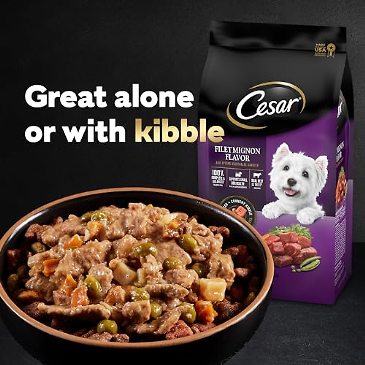 CESAR HOME DELIGHTS Adult Wet Dog Food Pot Roast & Vegetable, Beef Stew, Turkey Potato & Green Bean, and Hearth Chicken & Noodle Variety Pack, 3.5 oz. Easy Peel Trays, Pack of 24