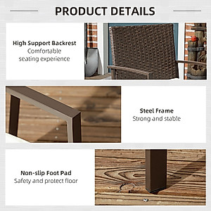 Outsunny 2 Piece PE Rattan Outdoor Dining Chairs with Cushion, Patio Wicker Dining Chair Set with Backrest, Armrests for Patio, Deck, Garden, Cream White