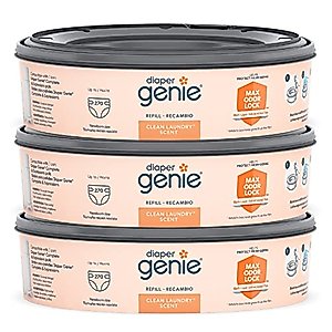 Diaper Genie Bags Refills 270 (Pack of 3) Clean Laundry Scent | Diaper Pail Refills with Max Odor Lock | Holds up to 810 Newborn Diapers