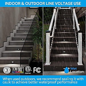 LEONLITE 12-Pack Black 5CCT 120V LED Step Lights, 150LM 5%-100% Dimmable Stair Lights Indoor Outdoor Wet Location, CRI90+ & ETL, 2700K/3000K/3500K/4000K/5000K Aluminum Staircase Lights