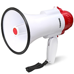 30 Watt Megaphone Bullhorn With Siren & Music, Lightweight Mini Bull Horn With Loud Speaker & Volume Control, 800 Yard Voice Range Mega Phone, Cheering Gifts for Kids & Adults Ages 14 15 16+ Years Old