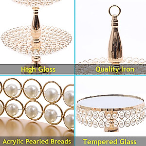 DNYSYSJ 8pcs Cake Stand Set Gold Wedding Cake Stands Cupcake Display for Dessert Table Party 2-Tire Gold Beaded Tower Stand Pastry Dessert Trays
