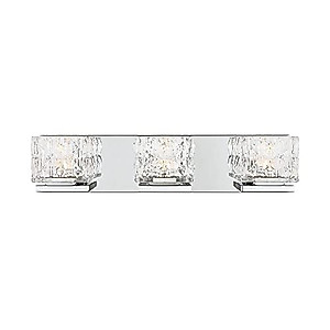 Home Decorators Collection 75-Watt Equivalent 3-Light Chrome Integrated LED Vanity Light with Clear Cube Glass