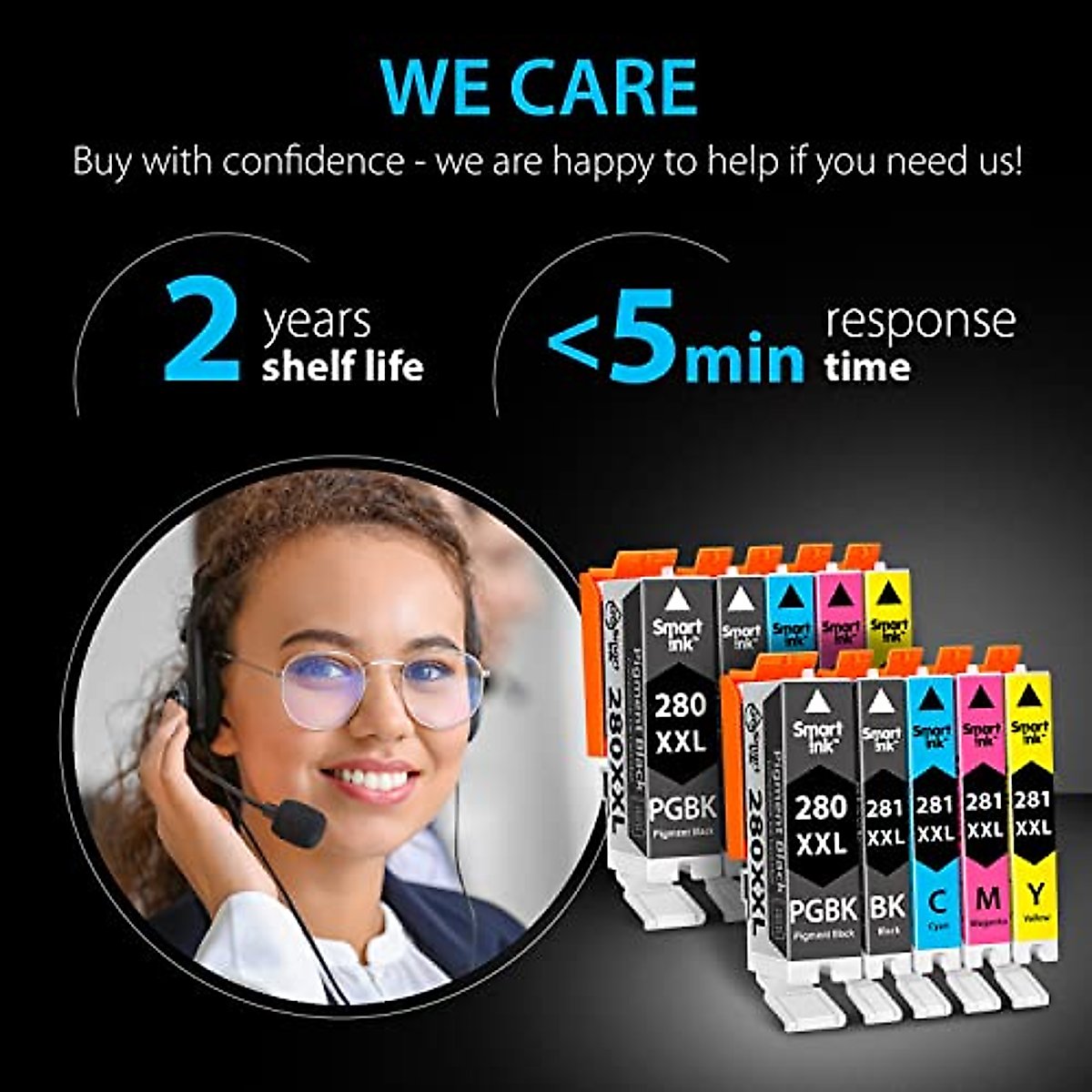 Smart Ink Compatible Ink Cartridge Replacement for Canon 280 281 PGI-280XXL CLI-281XXL (10 Combo Pack) to use with Pixma TR8520 TS9120 TS6120 TR8620 TR8620a TS6320 TR7520 TS6220 (PGBK & BK/C/M/Y)
