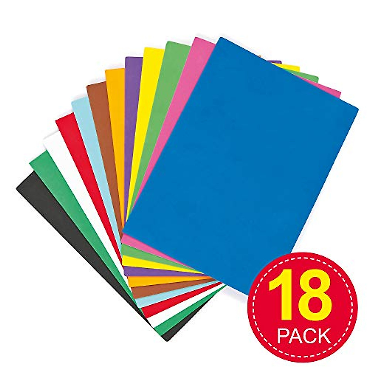 Baker Ross EV4072 Foam Sheets Value - Pack - Pack of 18, Class Pack of Craft Pages for Kids Arts and Craft Activities, Great for Cutting, Gluing or Sewing!