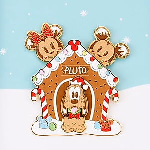 LOUNGEFLY DISNEY MICKEY AND FRIENDS GINGERBREAD PLUTO HOUSE 3 INCH PIN