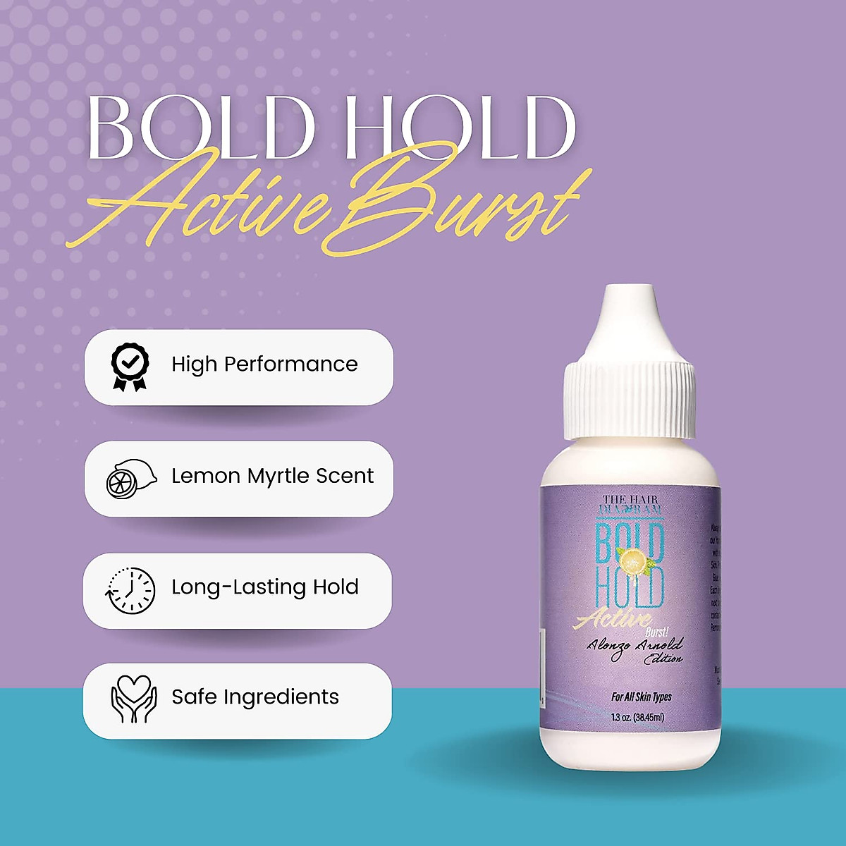 The Hair Diagram - Bold Hold - Active Burst - Alonzo Arnold Edition - Strong Hold Glue for Wigs and Hair Systems - Lemon Scent - Non Toxic - No Latex - 1.3oz